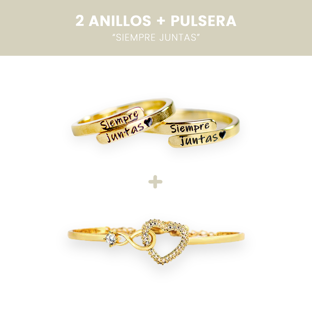 2 Anillos Siempre Juntas + Pulsera Love + Tarjetas de regalo – Martinique